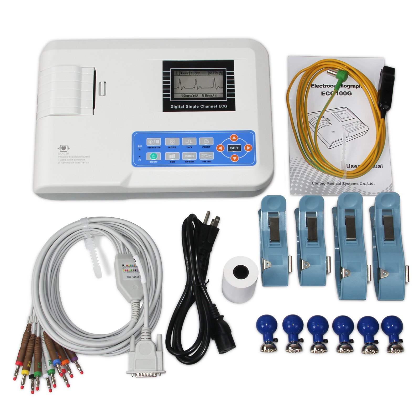 CONTEC Digital 1 Channel 12 Lead ECG Machine EKG Electrocardiograph ECG100G Pri